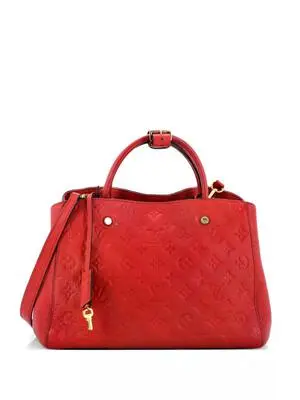 LOUIS VUITTON Montaigne Handbag Monogram Empreinte Leather Mm Satchel - Red