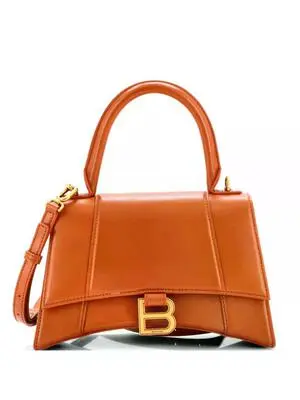 Balenciaga Hourglass Top Handle Bag Leather Small Satchel - Brown