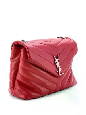 Saint Laurent Loulou Matelassé Chevron Leather Small Shoulder Bag - Red