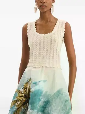 Oscar De La Renta Pointelle Weave Tank