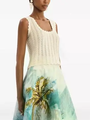 Oscar De La Renta Pointelle Weave Tank