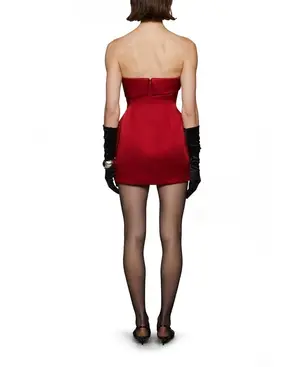 ET OCHS Satin Origami Neckline Mini Dress - Red