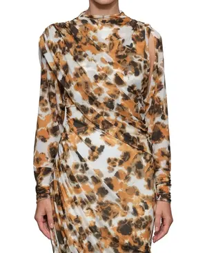 ET OCHS Lucien Abstract Print Draped Dress