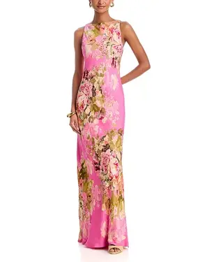 Hemant & Nandita Floral Bias Maxi Dress - Pink