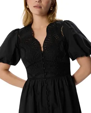 Whistles Cotton Broderie Midi Dress