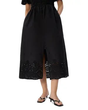 Whistles Cotton Broderie Midi Dress
