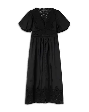 Whistles Cotton Broderie Midi Dress
