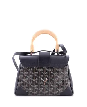 Goyard Saigon Top Handle Bag Coated Canvas With Leather - Black