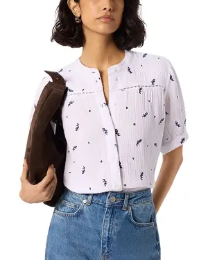 Whistles Embroidered Cotton Blouse