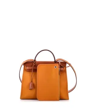Hermès 31 Herbag Zip Leather And Toile - Brown