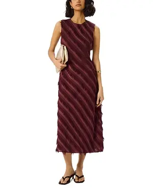 Whistles Diagonal Fringe Midi Dress