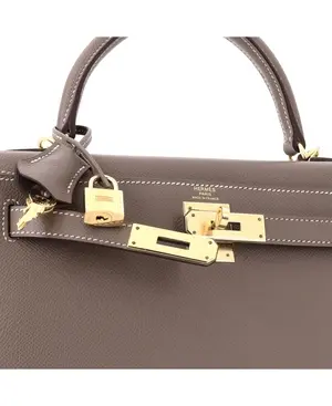 Hermès Kelly 28 Handbag Grey Epsom With Gold Hardware - Etoupe