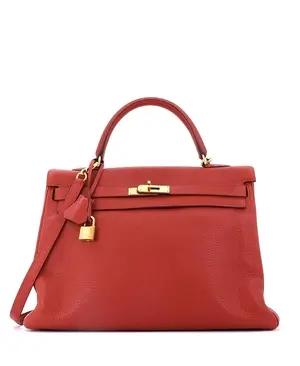 Hermès Kelly 35 Handbag Brown Clemence With Gold Hardware