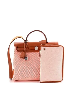 Hermès 31 Herbag Zip Criss Viking Toile And Leather - Orange