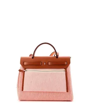 Hermès 31 Herbag Zip Criss Viking Toile And Leather - Orange