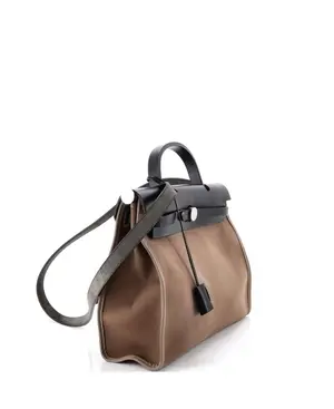 Hermès 31 Herbag Zip Leather And Toile - Gray