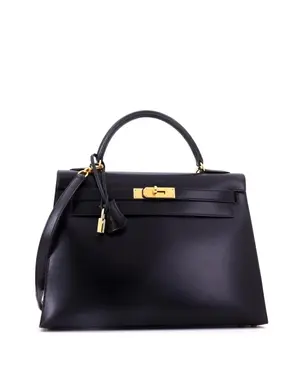 Hermès Kelly 32 Handbag Black Box Calf With Gold Hardware - Noir