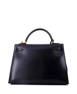 Hermès Kelly 32 Handbag Black Box Calf With Gold Hardware - Noir