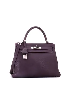 Hermès Kelly 28 Handbag Purple Togo With Palladium Hardware - Raisin