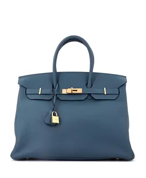 Hermès Birkin 35 Handbag Blue Togo With Gold Hardware - Colvert
