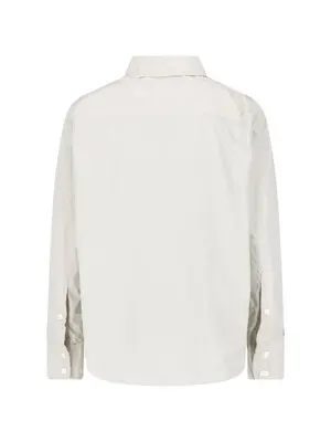 Aspesi Cotton Button-up Shirt With Crew Neck And Patch Pockets - Gray