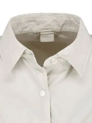 Aspesi Cotton Button-up Shirt With Crew Neck And Patch Pockets - Gray