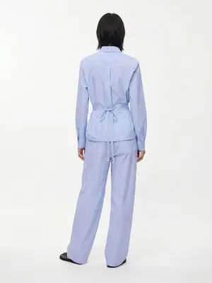 Loewe Wide Leg Striped Cotton Trousers