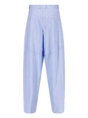 Loewe Wide Leg Striped Cotton Trousers