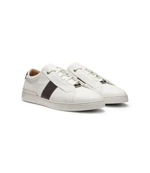 BOSS Gary Leather Sneakers With Contrast Side Panel - White