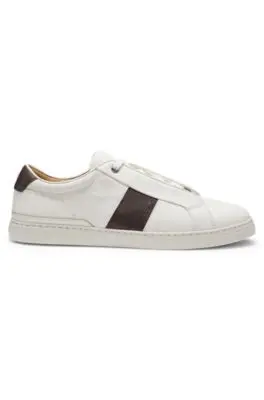 BOSS Gary Leather Sneakers With Contrast Side Panel - White