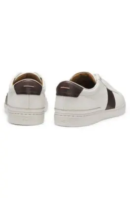 BOSS Gary Leather Sneakers With Contrast Side Panel - White
