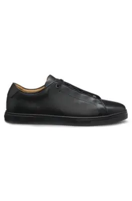 BOSS Gary Sneakers In Brushed Leather - Black