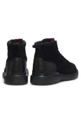 Hugo Suede Ankle Boots With Leather Trim