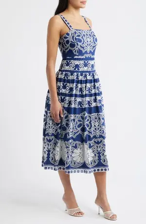 Julia Jordan Drop Waist Lace Midi Sundress