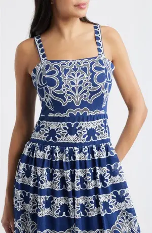 Julia Jordan Drop Waist Lace Midi Sundress
