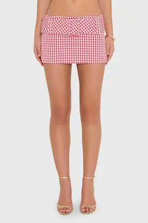 Amanda Uprichard Gingham Belted Skort
