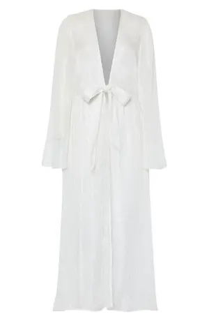 MILLY Vince Metallic Pinstripe Long Sleeve Sheer Cover-up
