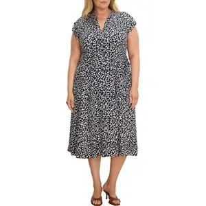 NIC+ZOE Leopard Sketch Midi Dress - Indigo Multi
