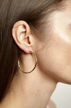 Argento Vivo Hammered Hoop Earrings