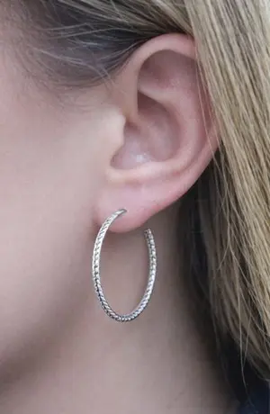 Argento Vivo Diamond Cut Hoop Earrings