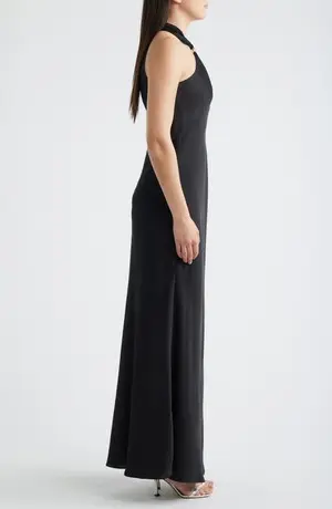 Vince Camuto Satin Halter Gown