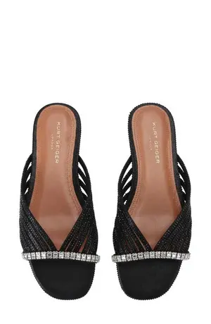 Kurt Geiger Embellished Crystal Slide Sandals - Black