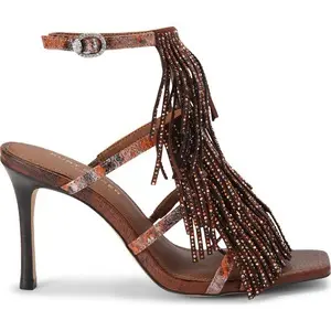 Kurt Geiger Embellished Fringe Stiletto Sandals - Open Brown