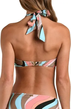 L'Agence Abstract Swirl Halter Swim Top