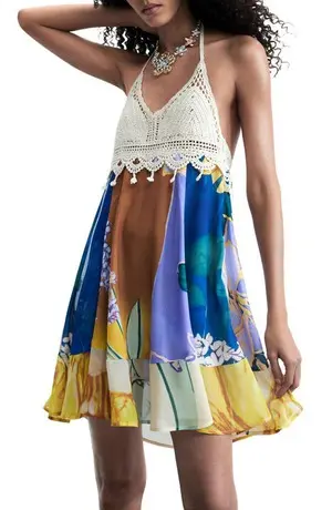 Desigual Sleeveless Crochet Minidress