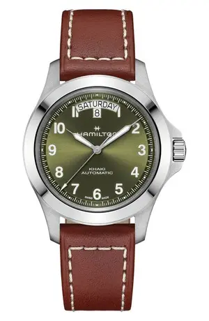 Hamilton Khaki Field Automatic Watch With Leather Strap - Green