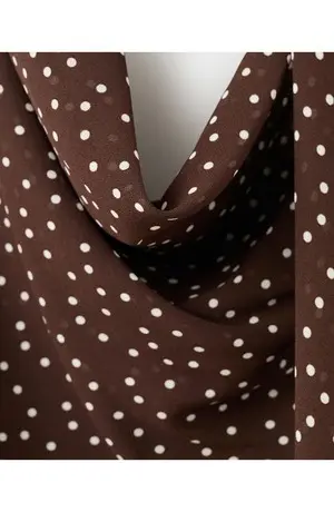 Mango Polka Dot Cowl Neck Sleeveless Top - Brown