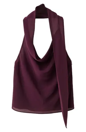 Mango Polka Dot Cowl Neck Sleeveless Top