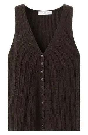 Mango V-neck Button-front Sweater Vest