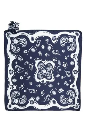 Treasure & Bond Paisley Print Scrunchie Scarf - Blue Multi Combo